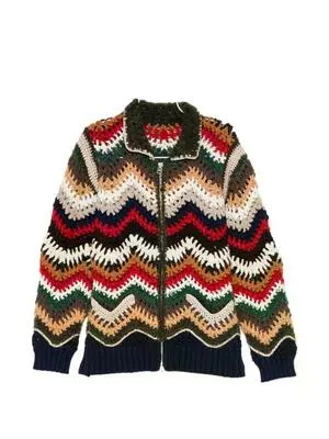 Sacai Mix-crochet Knitted Blouson - Blue