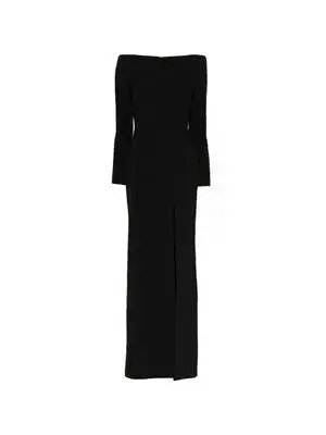 Alex Perry Boatneck Long Sleeves Gown - Black