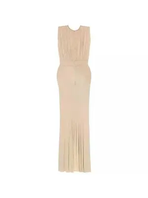 HERVE L. LEROUX Draped Fishtail Gown - Neutrals