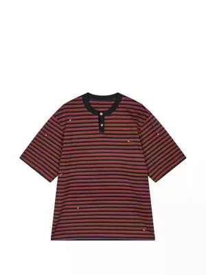 CROQUIS Striped Sailboat-embroidery T-shirt - Red