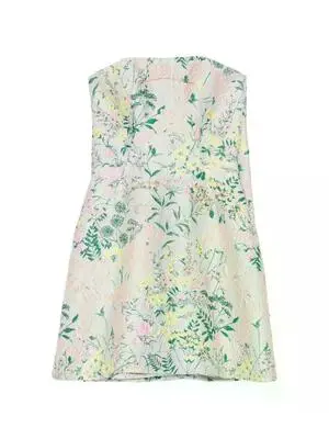Pamella Roland Strapless Brocade Short Dress - Green