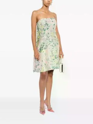 Pamella Roland Strapless Brocade Short Dress