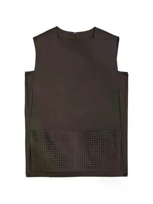 LESS Laser-cut Square-neck Top - Brown