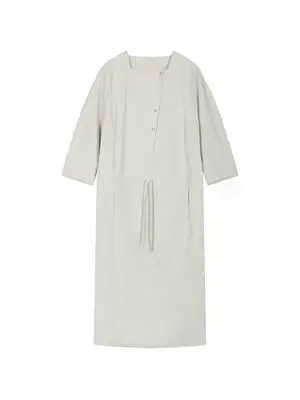 LESS Drawstring Long-sleeve Midi Dress - Grey