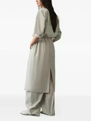 LESS Drawstring Long-sleeve Midi Dress