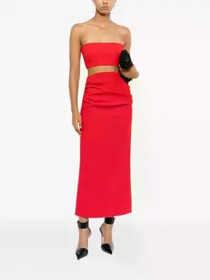 Maticevski Draped Midi Pencil Skirt - Red