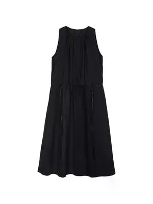 LESS Drawstring Sleeve Midi Dress - Black