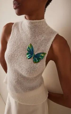 ANABELA CHAN Aurora Butterfly 18k Yellow Gold Multi-stone Brooch