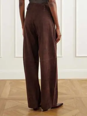 Stouls Valadon Paneled Suede High-waist Wide-leg Pants