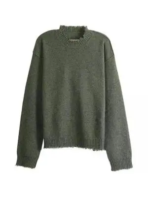 UMA WANG Distressed-effect Knitted Sweater - Green