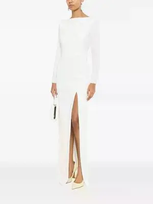 Alex Perry Boatneck Long Sleeves Gown - White