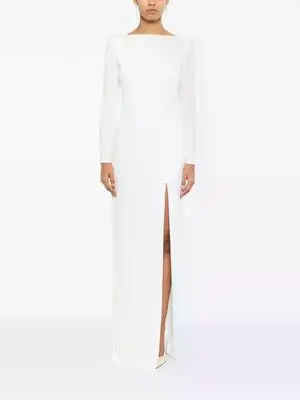 Alex Perry Boatneck Long Sleeves Gown - White