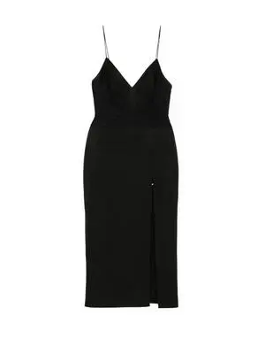 Alex Perry Thin Straps V Neck Pencil Dress - Black