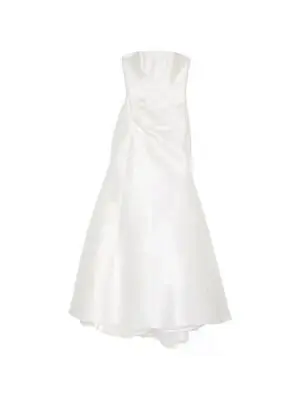 ISABEL SANCHIS Ruched Strapless Gown - White