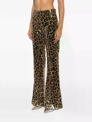Pamella Roland Sequinned Leopard-print Skinny Flare Pants
