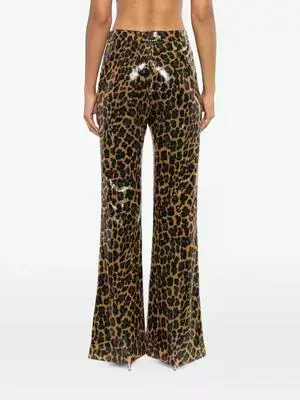 Pamella Roland Sequinned Leopard-print Skinny Flare Pants