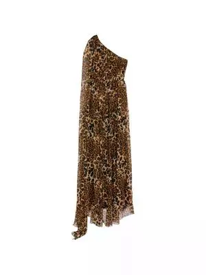 Pamella Roland Leopard Print Flyaway Gown - Brown