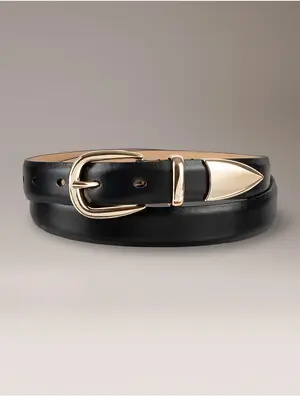 Calvin Klein Polished Metal Tipped Belt Black