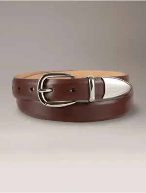 Calvin Klein Polished Metal Tipped Belt - Brown