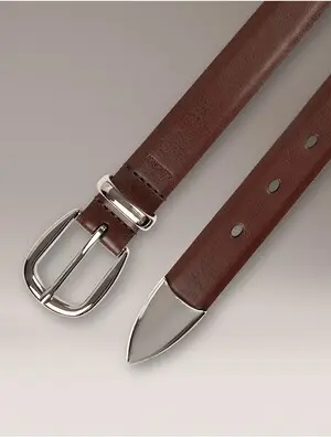 Calvin Klein Polished Metal Tipped Belt - Brown