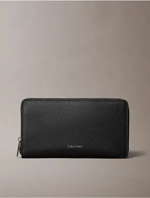 Calvin Klein Foil Embossed Zip Wallet - Black