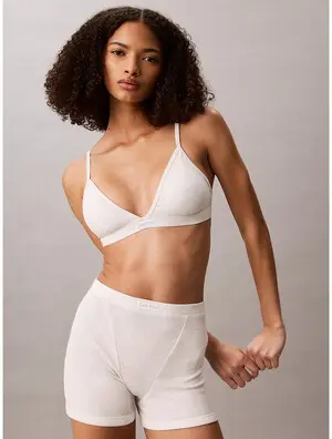 Calvin Klein Classic Comfort Cozy Waffle Lightly Lined Triangle Bra - Snow Heather