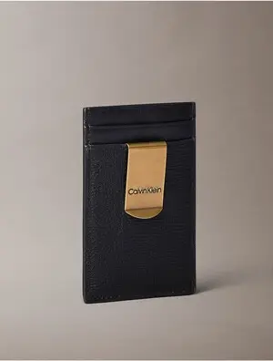 Calvin Klein Premium Leather Clip Card Case - Black