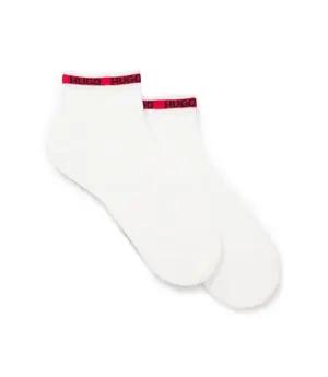 Hugo Two-pack Of Short-length Socks With Logo Tape - White