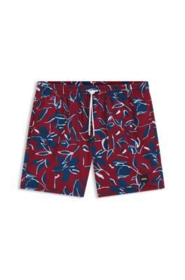 BOSS Swim Trunks With Allover Print - Red