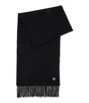 Hugo Fringed Wool-blend Scarf With Stacked Logo - Black