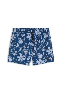 BOSS Swim Trunks With Allover Print - Dark Blue