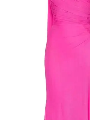 HERVE L. LEROUX Asymmetric-neckline Cape-sash Gown - Pink
