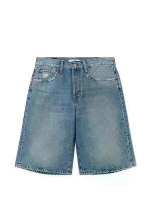 RE/DONE Skater Distressed Denim Shorts - Blue