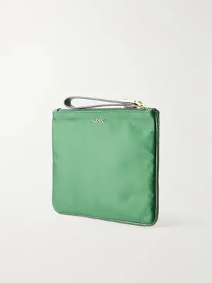 ALEMAIS Ace Embellished Leather-trimmed Satin Clutch - Green