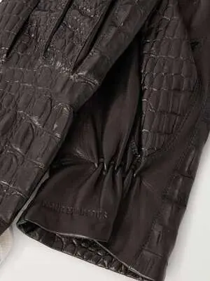 Nour Hammour Croc-effect Leather Gloves