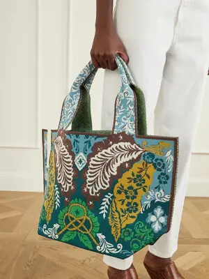ALEMAIS Florence Floral-jacquard Tote - Green