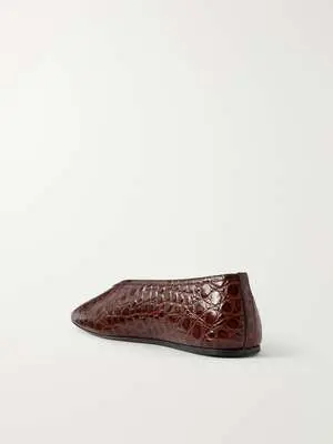Le Monde Beryl Luna Croc-effect Leather Flats