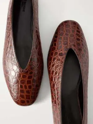 Le Monde Beryl Luna Croc-effect Leather Flats