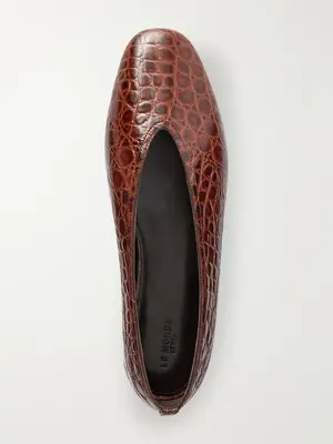 Le Monde Beryl Luna Croc-effect Leather Flats