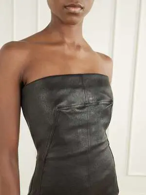 Rick Owens Athena Paneled Leather And Cotton-blend Maxi Dress