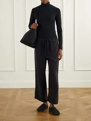 JAMES PERSE Silk-habotai Wide-leg Drawstring Pants