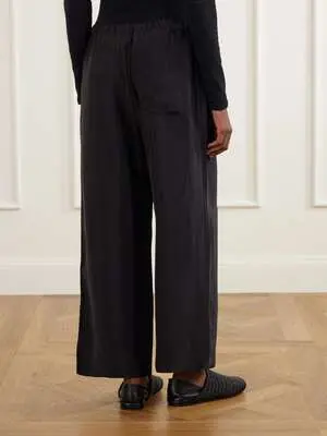 JAMES PERSE Silk-habotai Wide-leg Drawstring Pants