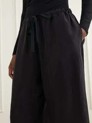 JAMES PERSE Silk-habotai Wide-leg Drawstring Pants