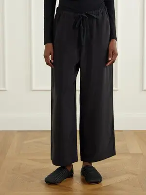 JAMES PERSE Silk-habotai Wide-leg Drawstring Trousers