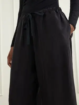 JAMES PERSE Silk-habotai Wide-leg Drawstring Trousers