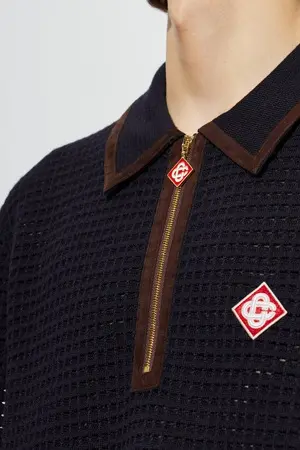 Casablanca Wool Polo Shirt With Logo Patch
