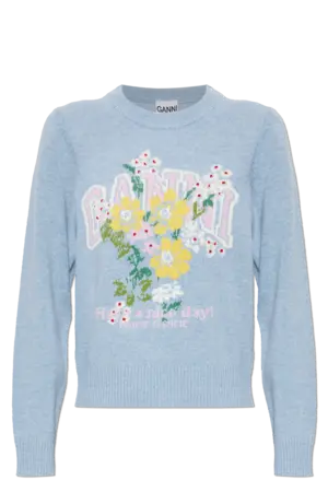GANNI Sweater With A Colorful Pattern And Logo