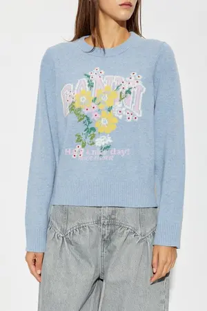 GANNI Sweater With A Colorful Pattern And Logo