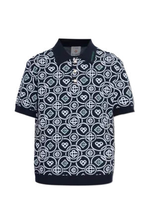 Casablanca Polo With Monogram Navy Blue