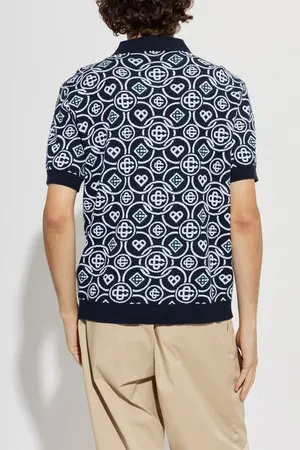 Casablanca Polo With Monogram - Navy Blue
